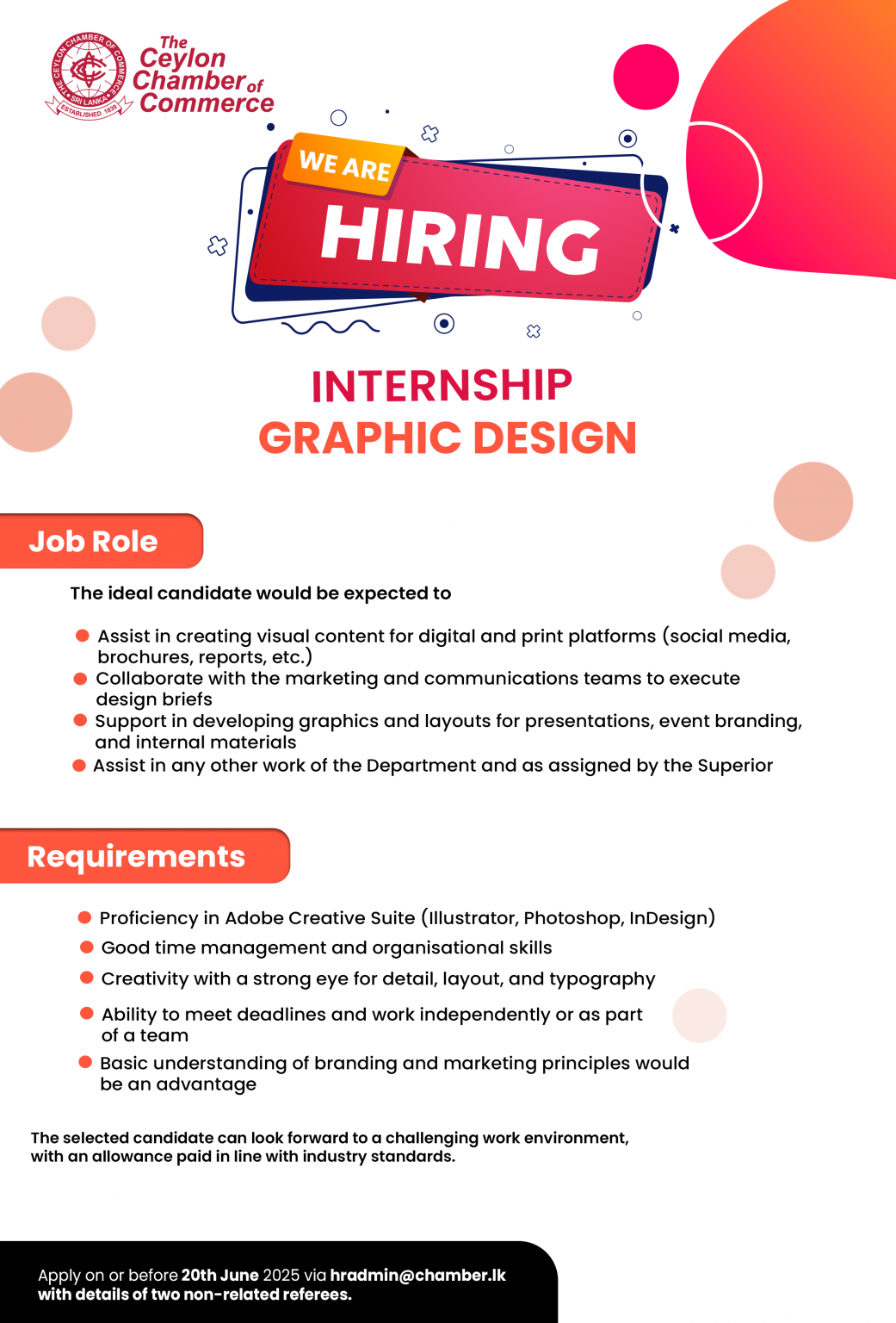 Internship – Graphic Design – Chamber